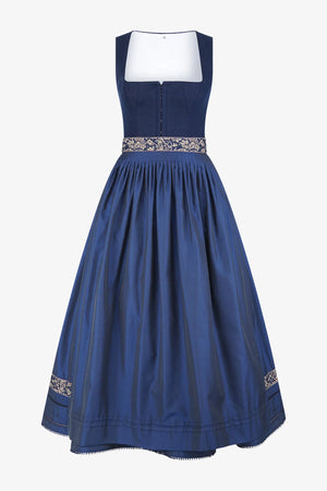 Dirndl mit Leinen und Seidenjacquard Naval blue